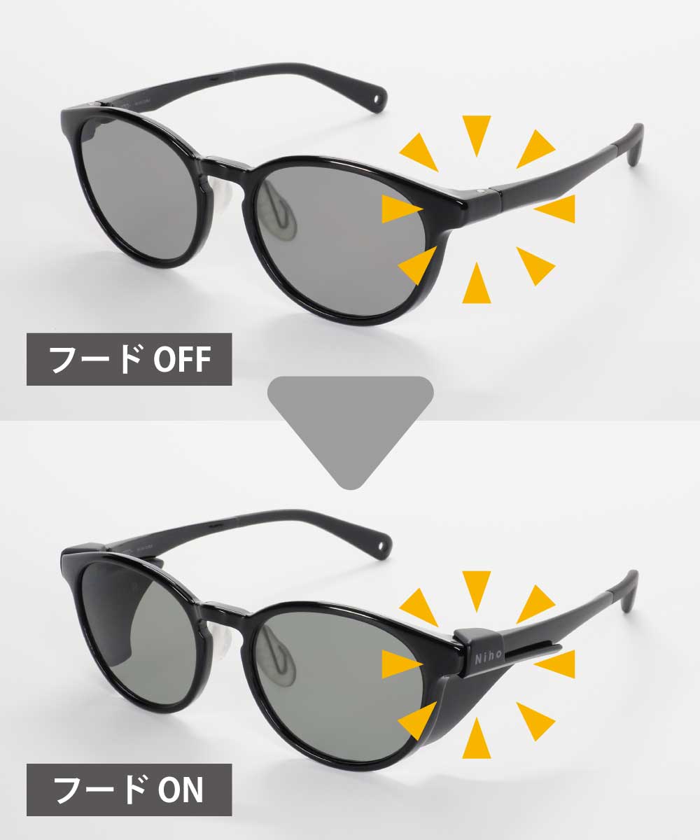 Niho コロンとしたフォルムで親しみを感じるボストン形状 ブラック（偏光レンズ）NH-103 COL.2 - 89sunglasses