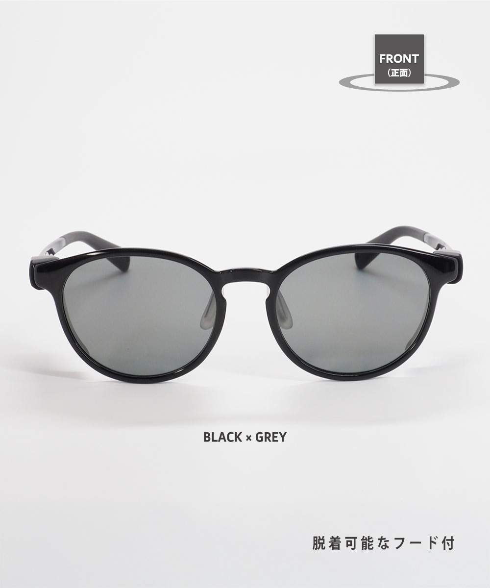 Niho コロンとしたフォルムで親しみを感じるボストン形状 ブラック（偏光レンズ）NH-103 COL.2 - 89sunglasses